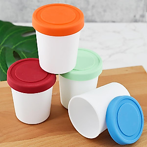 Alunsito 4 Pack Ice Cream Containers for Homemade Ice Cream Leak-Free Ice Cream Tubs with Lids Reusable Ice Cream Storage Cases for Freezer