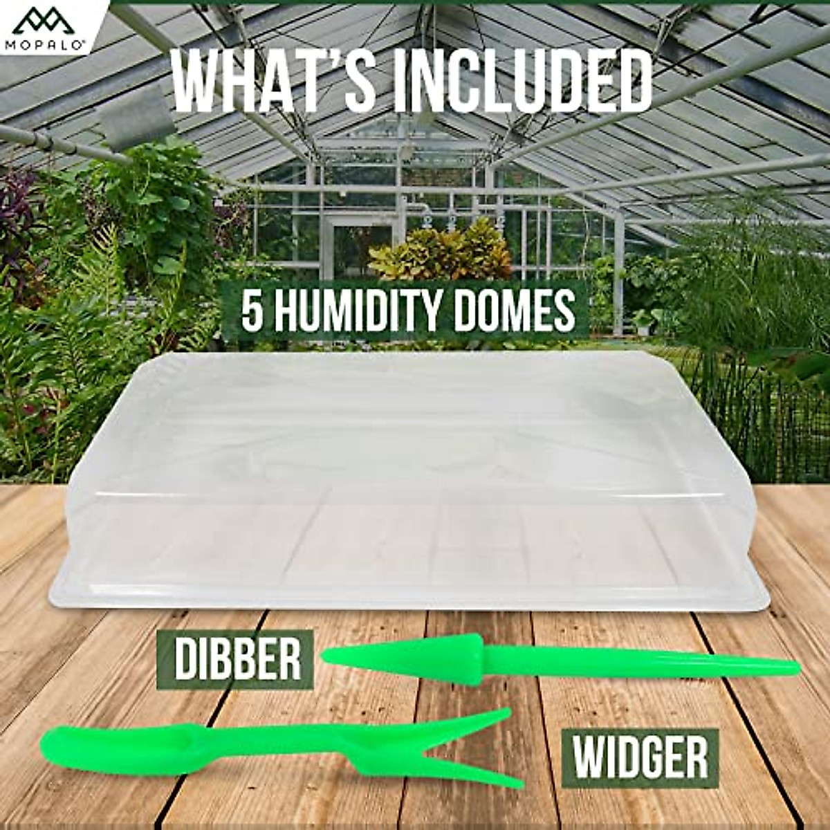 Mopalo 5 Pack of 3.5" Extra Strength 10x20 Humidity Domes for 1020 Trays - Clear Plastic Propagation Domes Fit Most Standard 10x20 Seedling Trays - Germination Trays are NOT Included…