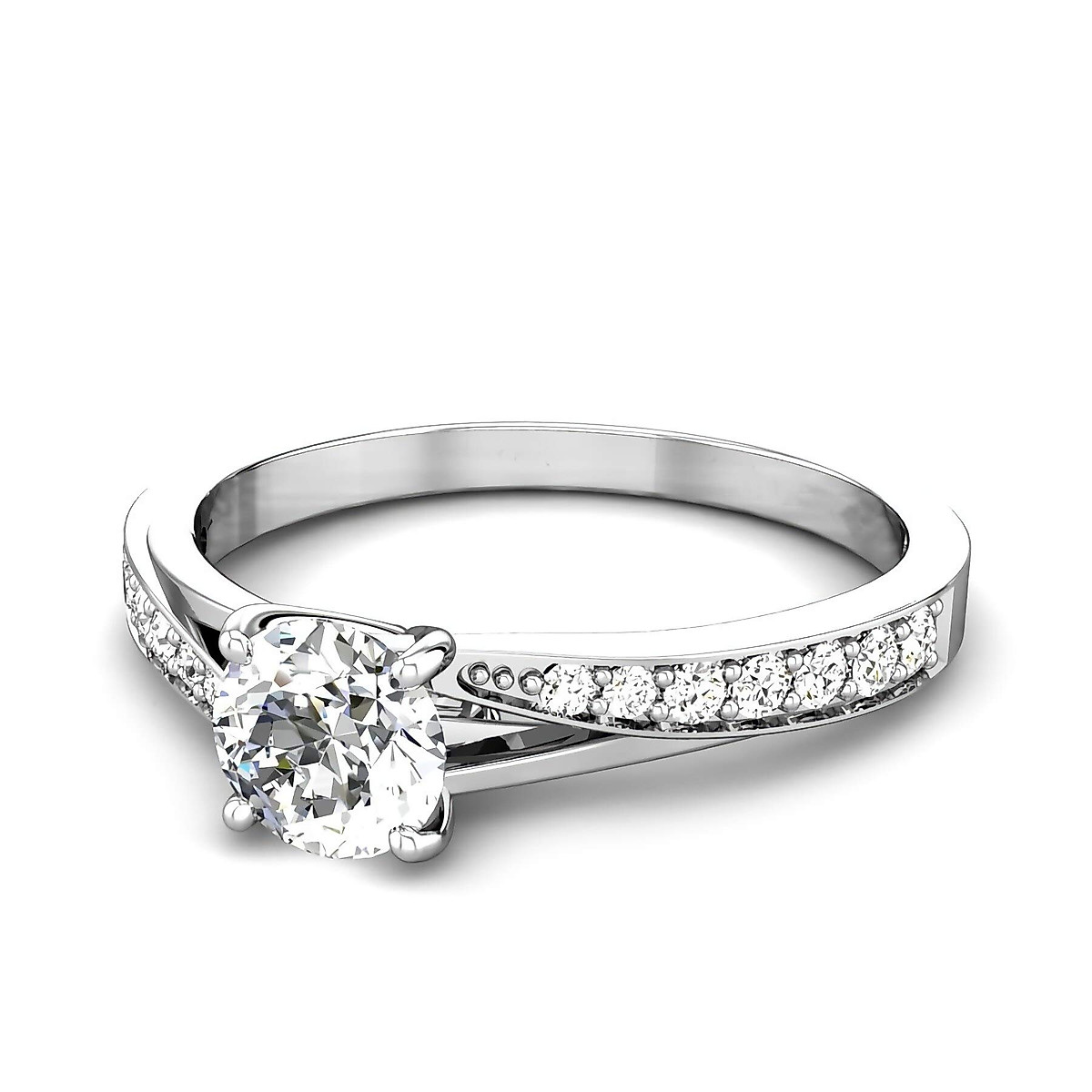 Blocaci Engagement Ring 1 CT Center Round Cut Moissanite Engagement Rings for Women 10k White Gold Free Engraving