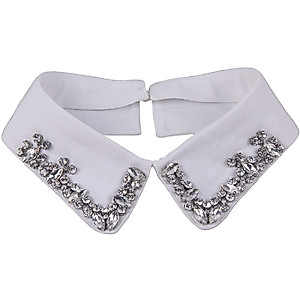 Women's Stylish Detachable Rhinestones Half Shirt Blouse False Collar Choker Peter Pan Necklace Fake Collar