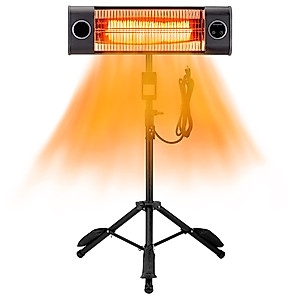 Uthfy Outdoor Patio Heater,Electric 1500W Infrared Patio Heater with Remote,Outdoor Space Heater with Tripod,IP45,9Hours Timer,Overheating Protection