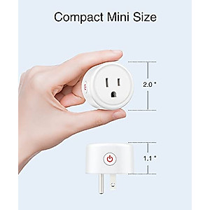 Mini Smart Plug, WISEBOT Wi-Fi Socket Works with Alexa and Google Home, Surge Protector Plug-in Outlet Remote Control and Timer Function, ETL FCC Listed,2.4G Wi-Fi Only,10A 1200W,4-Pack, White