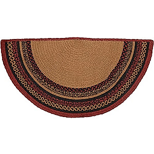 VHC Brands Cumberland Rustic Kitchen Rug, Cozy Natural & Dyed Jute Moose Pattern Tan Entryway Doormat Half Circle 16.5x33