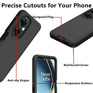 AZSXLG for Oneplus Nord N30 5G Case, Defender Case Heavy Duty Shockproof Dustproof 3 in 1 Rugged Protective Phone Cover for Oneplus Nord N30/ CE 3 Lite 5G (Black, N30)