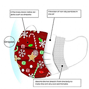 Kids Disposable Face_Mask,Christmas Print Cloth Covering,No Washable, Lightweight Breathable and Anti-Haze Dust Mouth Guards Balaclava