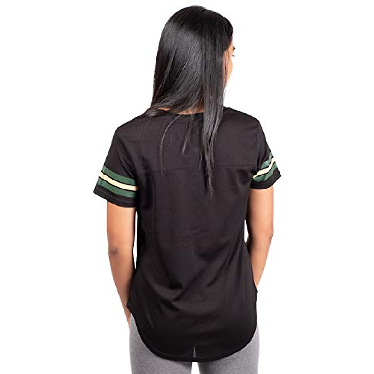 Ultra Game NBA Milwaukee Bucks Womens Soft Mesh Jersey Tee Shirt, Black, Large