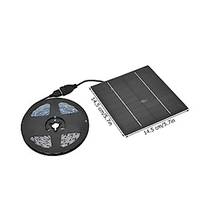 CUEI Plant Grow Light Strips, 5W Solar Powered LED Plant Growing Lamp with 5.71 x 5.71 x 0.79in Solar Panel Fast Heat Dissipation, Plant Light for Outdoor Indoor Garden Greenhouse Potted(2m)