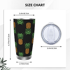CHASOEA Pineapple Tumbler 20oz Fruit Stainless Steel Insulated Tumblers with Lid and Straw Fruits Travel Coffee Mug Wine Tea Cups Water Bottle Hawaiian Gifts for Women