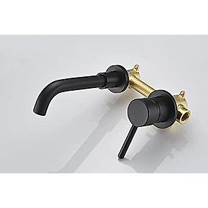 Wall Mount Bathroom Faucets Matte Black, Rough-in Valve Included