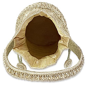 Aheli Potli Bags for Women Evening Bag Clutch Ethnic Bride Purse with Drawstring(P50G)