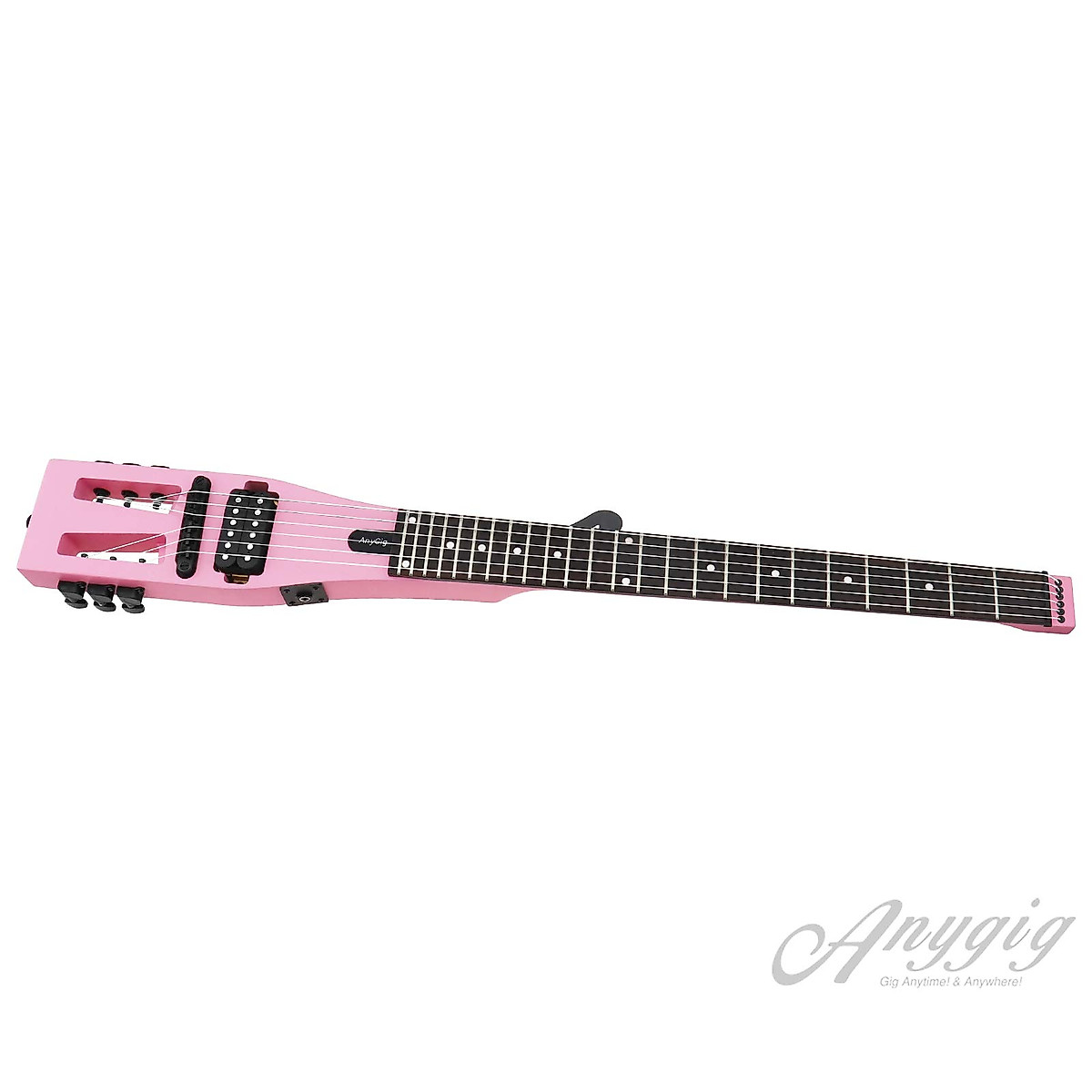 Anygig Electric Guitar Practice Portable Travel 82CM 1.6KG Pink Matte 25.5" Full Scale with Gigbag Right Handed