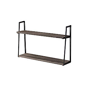 Coral Flower Floating Wall Shelves, 2-Tier Rustic Space-Saving & Decorative Wood Hanging Shelves Wall-Mounted Shelves Corner Shelves for Bedroom, Bathroom, Living Room, Kitchen