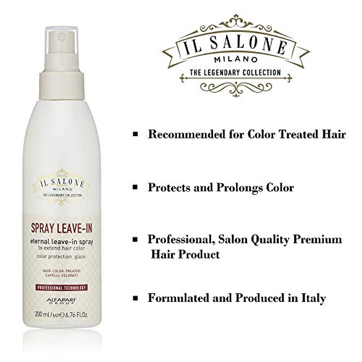 Il Salone Milano Professional Eternal Leave-in Conditioner Spray for Color Treated Hair - Protects and Prolongs Color - Premium Quality - 6.76 Fl. Oz. / 200ml