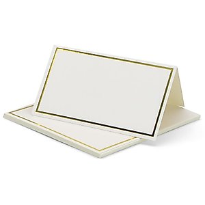 Dohia Place Cards Small Tent Cards with Gold Foil Border Paper Name Place Cards for Table Setting for Weddings Banquets Birthday Events Dinner Parties Cards D1-XWZK