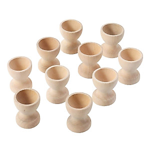 Toddmomy 10pcs Wooden Egg Cup Holders Wood Egg Stands Holders Displays Tabletop Storage for Abalone Shells Crystal Balls Christmas Thanksgiving Day Party Supplies 3.5cm