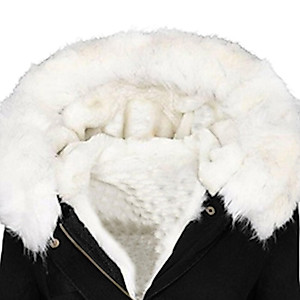 SMIDOW Womens Warm Winter Coats Trendy 2023 Fuzzy Fleece Lined Long Parka Thicken Jackets Outwear With Faux-Fur Hood womens heavy winter coat Black S
