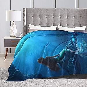 Mermaid Movie Throw Blanket for Kids & Adults, All Seasons Flannel Fleece Blanket Soft Plush Blankets for Couch Sofa Bed Camping Travel 50"x40"