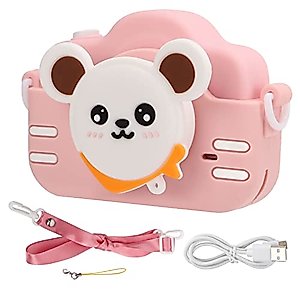 Toddler Camera, Cartoon Digital Camera 1-4x Music Play for Birthday Christmas, Thanksgiving for Timing Playback Games, Photo Sticker(Pink)