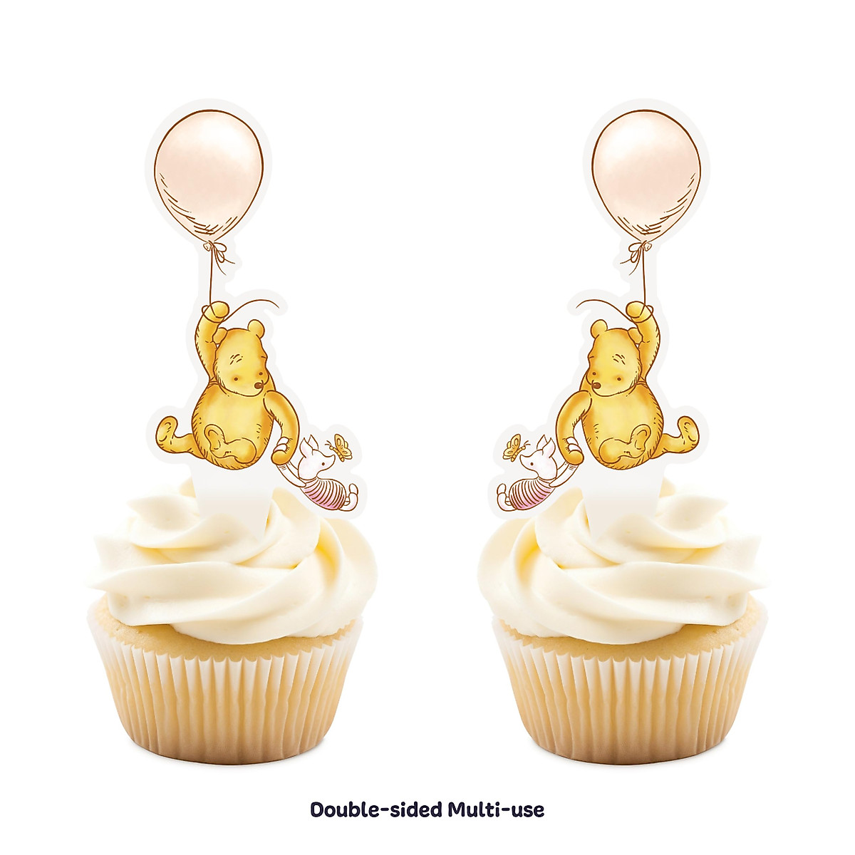 WEECUTES® Winnie Baby Shower Decorations Cupcake Toppers Classic Pooh Cake Decor Party Favors Boys and Girls First Birthday Supplies 48 Pcs