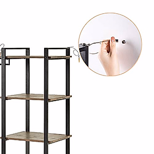 ZINUS Brock Etagere Bookcase with Hanging Storage / 4-Shelf Bookcase / Metal Frame / Solid Acacia Wood / Easy Assembly