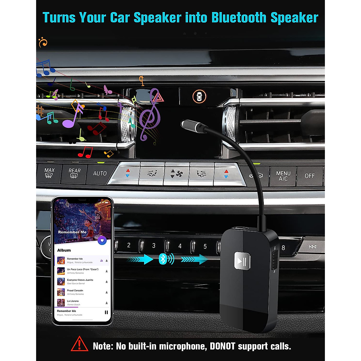 Golvery Upgraded Bluetooth 5.4 Receiver for Speaker, Wireless Audio Adapter for Home Audio Car Stereo with 3.5mm RCA Jack, 20 Hours Playtime, Dual Connection to 2 Phones, Easy Control ON/Off Slider