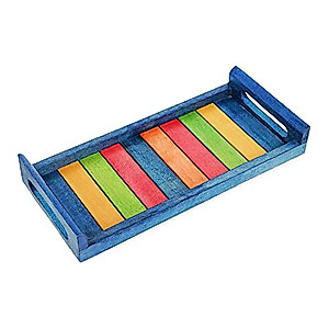 HASHCART® Small Wooden Coffee ServingTray, 13 x 6 in Wood Colorful Serving Tray for Tea, Snacks, Coffee
