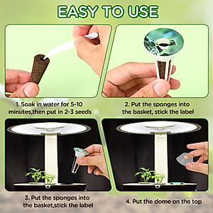 130pcs Seed Pod Kit for Aerogarden, Liquid Plant Food Hydroponic Pods Supplies Grow Cilantro Herbs Garden Pods Kit Indoor with 50 Grow Sponges,14 Grow Baskets, 50 Pod Labels, 14 Grow Domes, 2 Tweezers