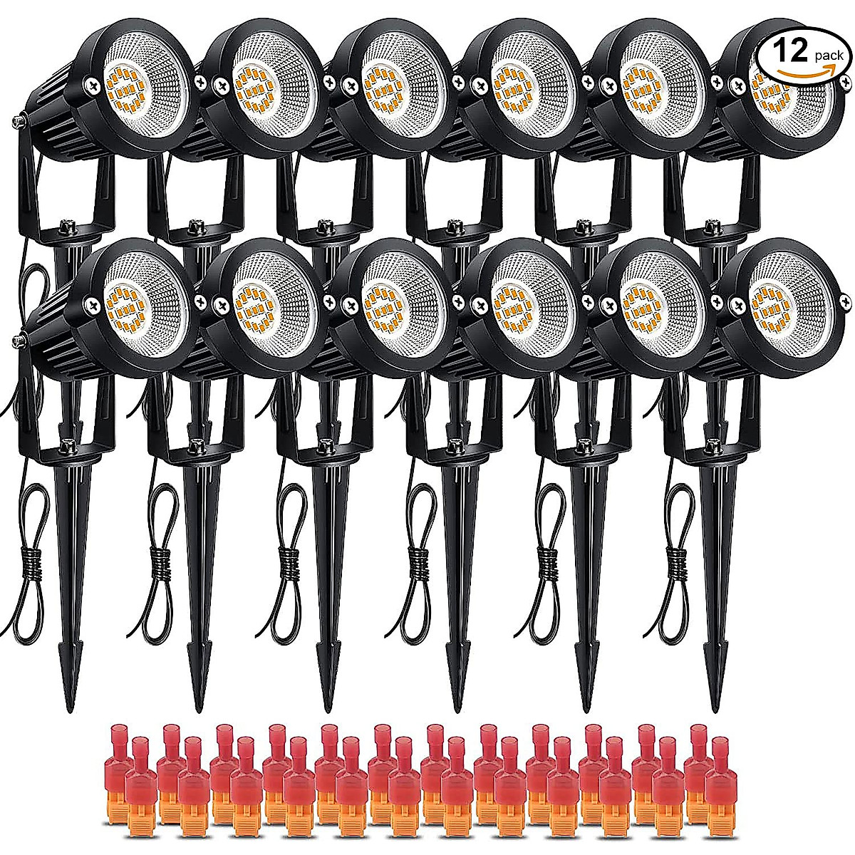 HISTRIP LED Landscape Lights, 7W Low Voltage Outdoor Lights with Wide Range Landscape Lighting, 60,000 Hours Lifespan IP67 Waterproof Landscape Light Withstands Rain, Snow, Thick Fog (12Pack)