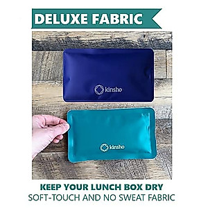 kinsho Bento Box Lunch Boxes and Matching Ice Packs (Blue)