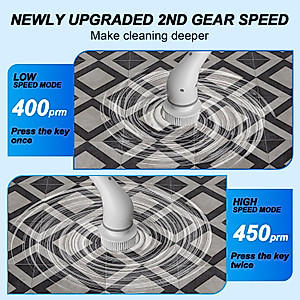 SZFIXEZ Electric Spin Scrubber, Shower Cleaning Brush, 2 Adjustable Speeds Cordless Power Spinning Cleaner Brush with 8 Replaceable Brush Heads for Tile, Tub, Sink, Wall, Bathroom SXT-160