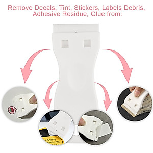 Plastic Razor Scraper with 10pcs Double Edged Plastic Blades Hair Extension Tool for Debris Sticker Label on Glass Windows Removal Scraper Tool (White&White)