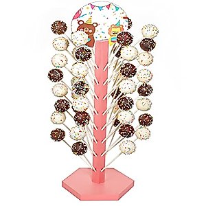Webake Cake Pop Stand, 48 Holes Wood Lollipop Tree Holder Display Stand Wooden Sucker Cake Pop Drying Stand for Wedding Birthday Baby Shower Parties