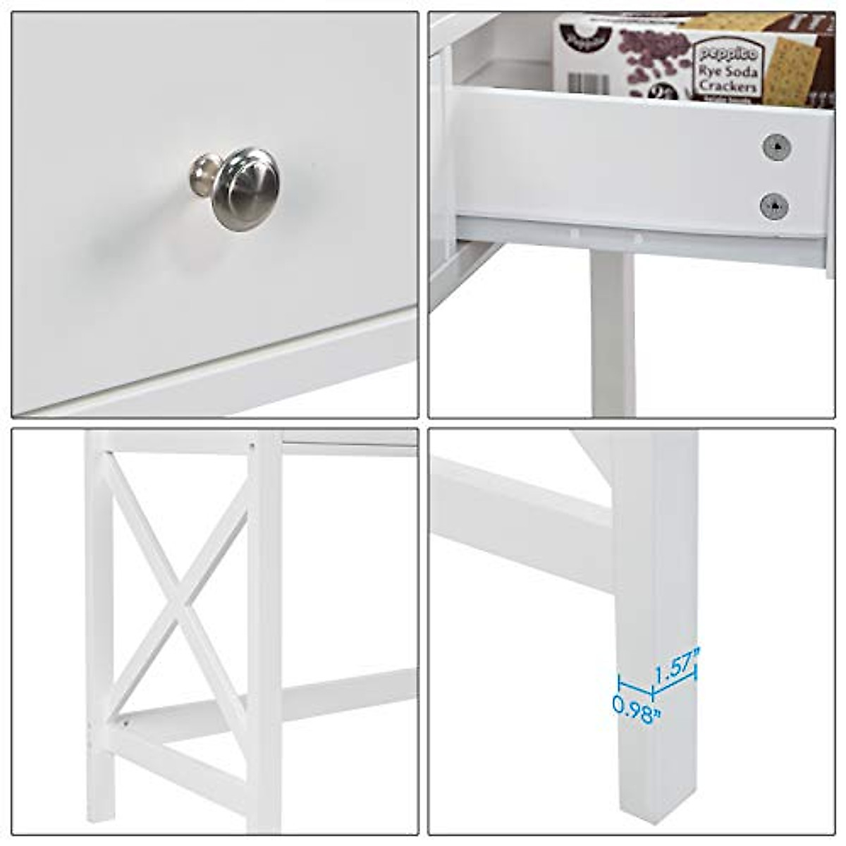 EdMaxwell White Home Office Desk with Drawers, Modern Writing Computer Desk, Small Makeup Vanity Table Desk for Bedroom, Study Table for Home Office