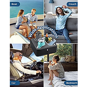 KEMIMOTO Boat Cup Holder, Boat Storage Organizer, Boat Caddy Organizer, Marine Couch Cup Holder Tray, Boat Cabin Storage for Drinks, Snacks, Remotes