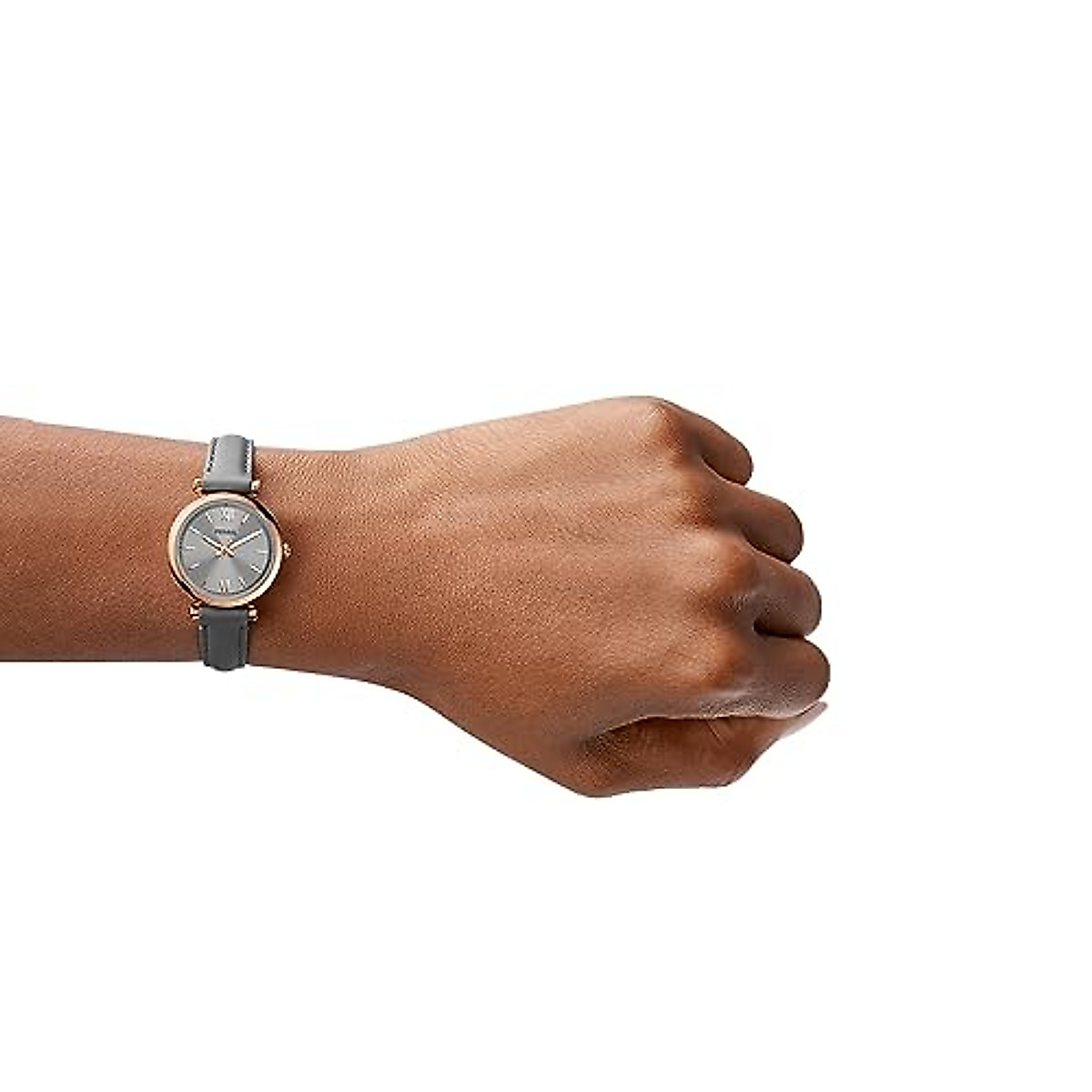 Fossil Women's Carlie Mini Quartz Stainless Steel and Eco Leather Watch, Color: Rose Gold, Grey (Model: ES5068)