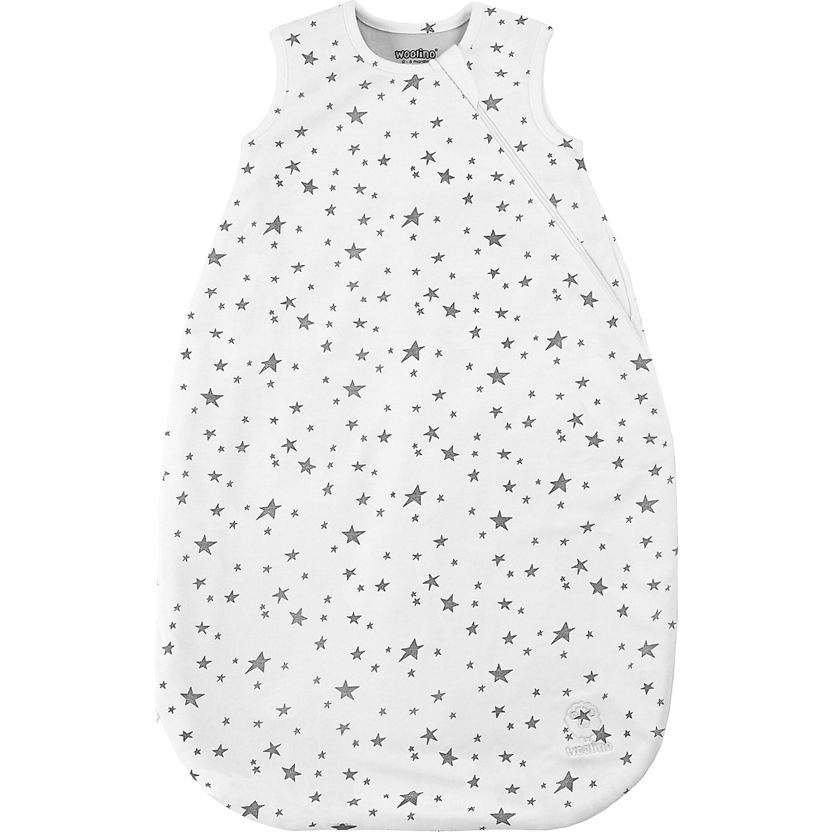 Woolino 4 Season Basic Baby Sleep Bag - Merino Wool and Organic Cotton - Two-Way Zipper Newborn Sleeping Sack - Infant Wearable Blanket - 0-6 Months - Stars