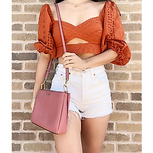 Michael Kors Trisha Medium Triple Compartment Crossbody Bag Rose Pink Leather