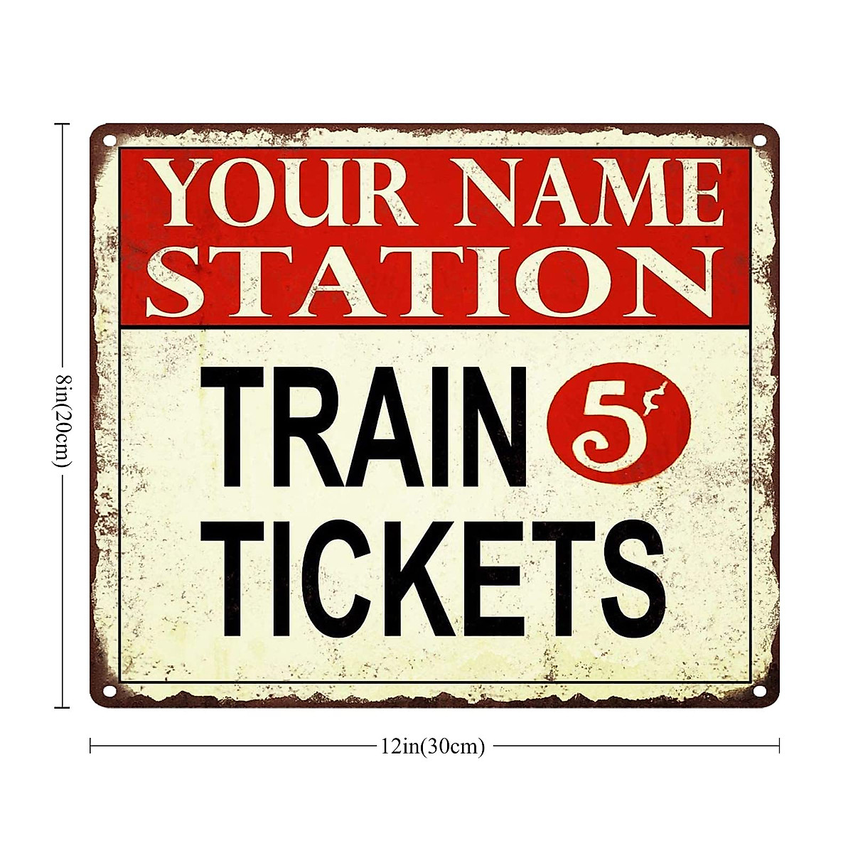 Your Name Custom Train Station Tickets 5 Cent Man Cave Metal Sign 8"x12" Made in USA