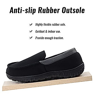 Boys Slippers House Shoes Moccasin Soft Nonslip Rubber Sole Indoor Outdoor Shoes for Boys Black Big Kid 5