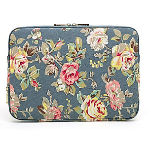 kayond Water-Resistant Canvas 13.3 Inch Laptop Sleeve-Blue Water Hyacinth