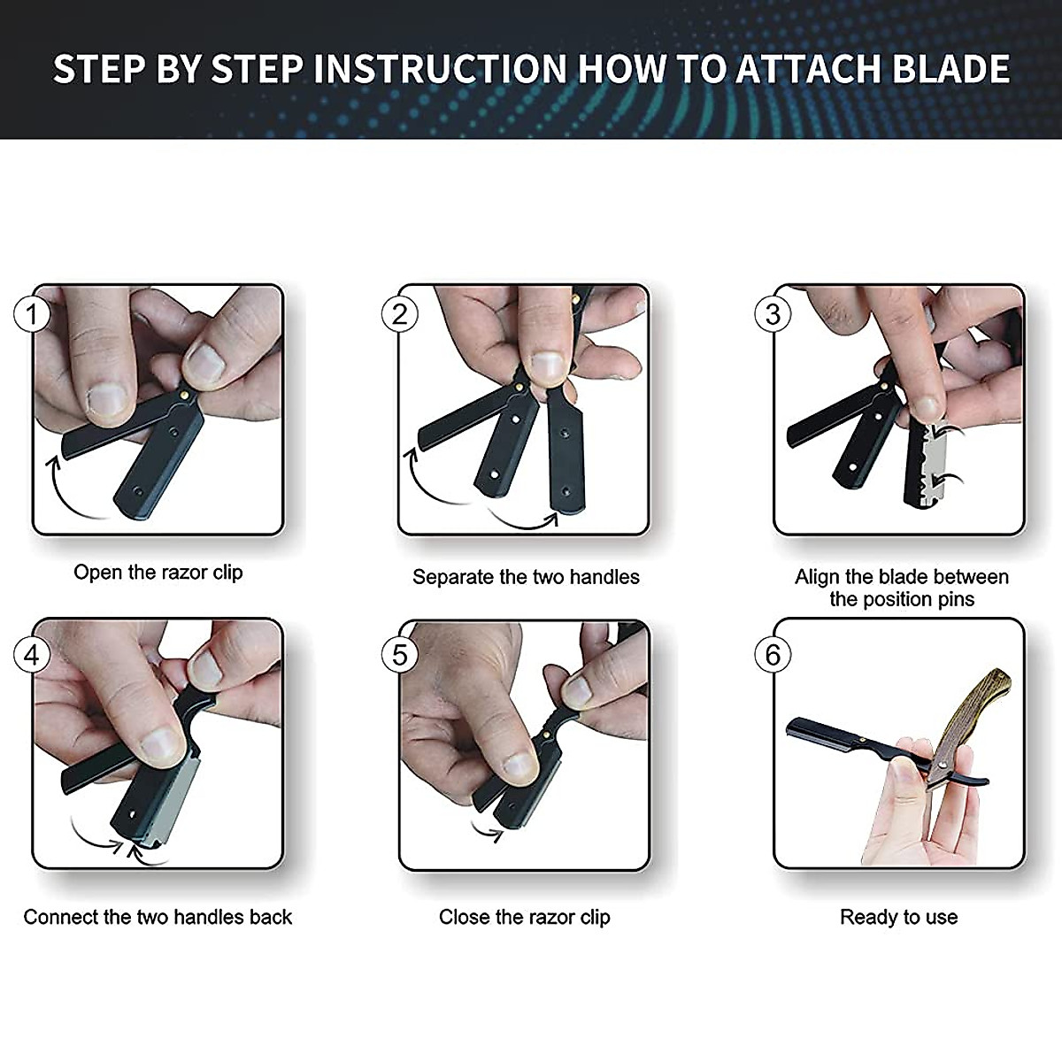 Haiwig Straight Edge Razor with 20 Single Blades Stainless Stell Men's Manual Shaver,Wooden Handle Barber Razor Cut Throat Shavette Shaving Kit 22 Piece Set