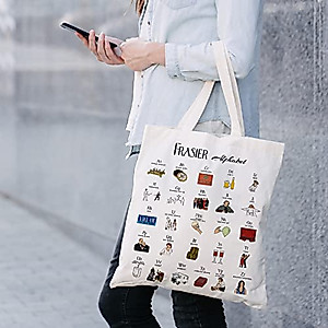 Frasier Alphabet Canvas Tote Bag Funny Frasier ABC Cotton Reusable Tote Shoulder Bag Present for Friends Fans Women Men