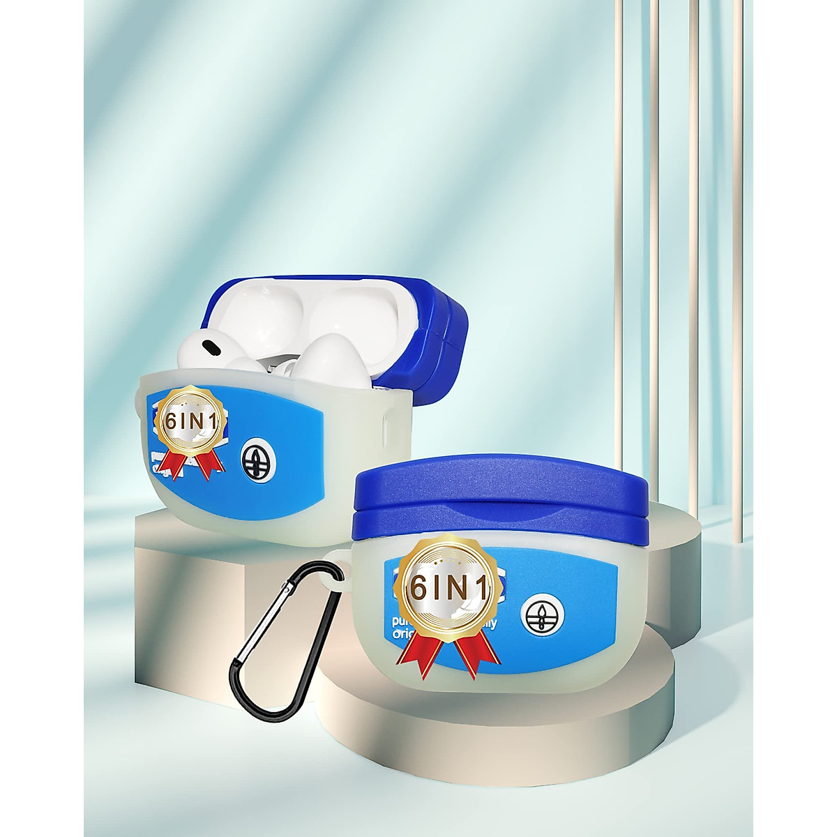 6in1 Cute for AirPods Pro 2nd Generation Case Cover Silicone Accessories Set Kit for APPL AirPo Pro 2 Gen Case【Only for 2022Released Pro 2st,Cartoon 3D Funny for AirPods Pro 2 Case Vaselin