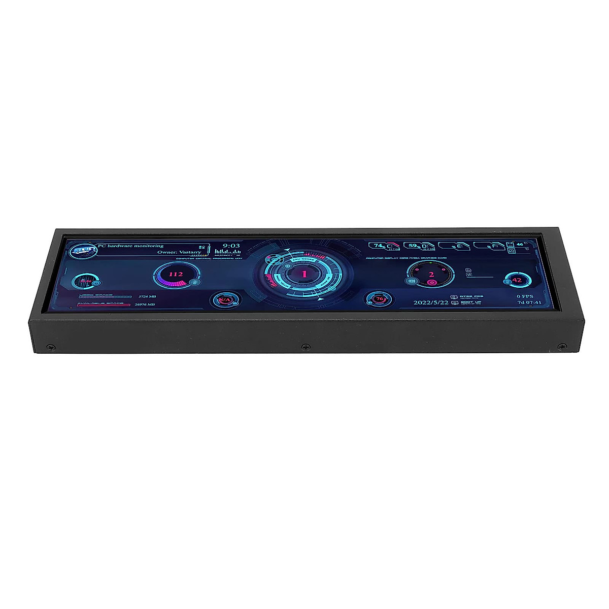Heayzoki 8.8 Inch Display 1920x480 CPU GPU SSD Data Temperature Monitor Chassis Sub Screen, Micro USB Mini Data Monitor for RPi for