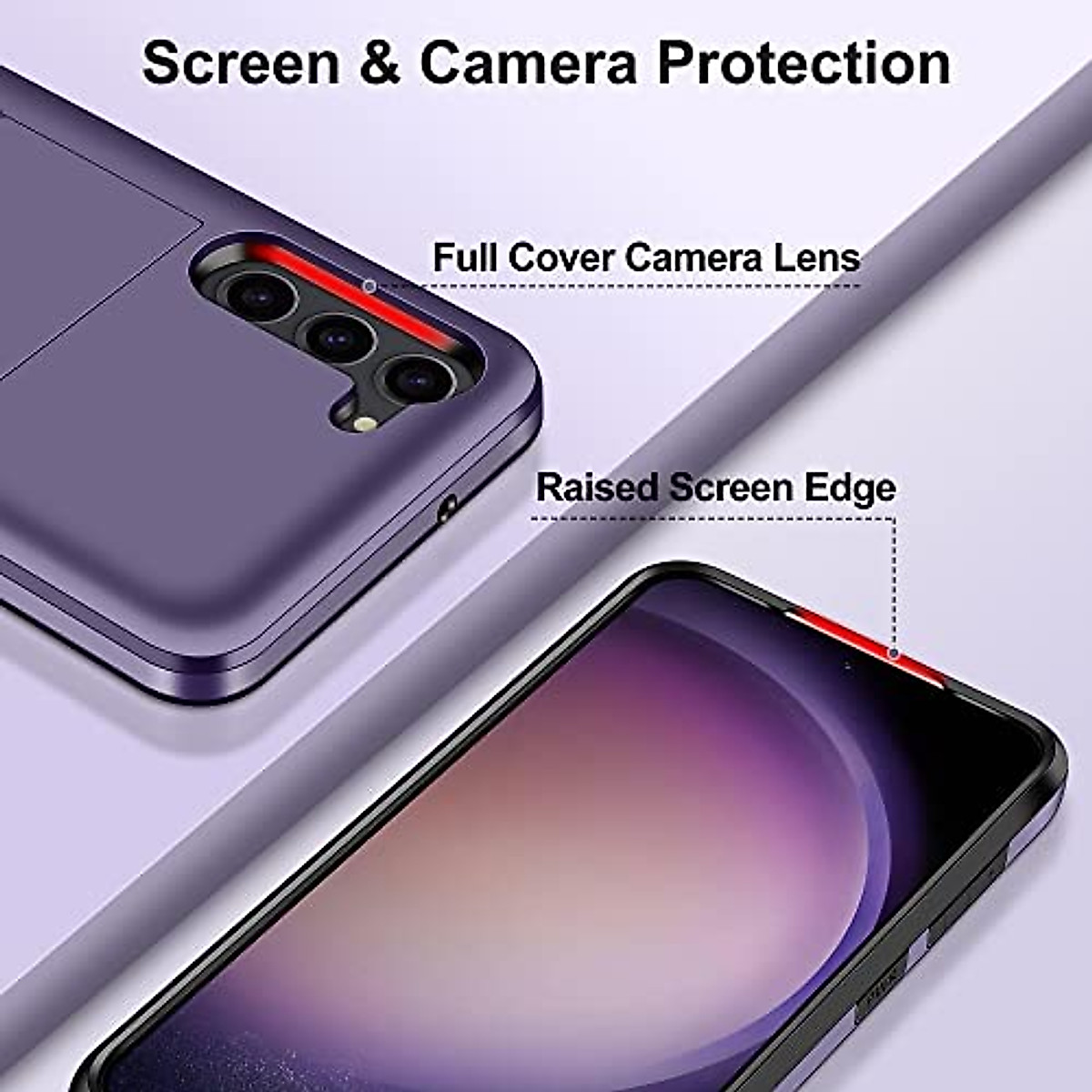 SAMONPOW for Samsung S23 Case with Card Holder, Hybrid Samsung S23 Wallet Case Card Slot Heavy Duty Dual Layer Shockproof Bumper Phone Protective Case Slide Pocket Cover for Samsung Galaxy S23 6.1”