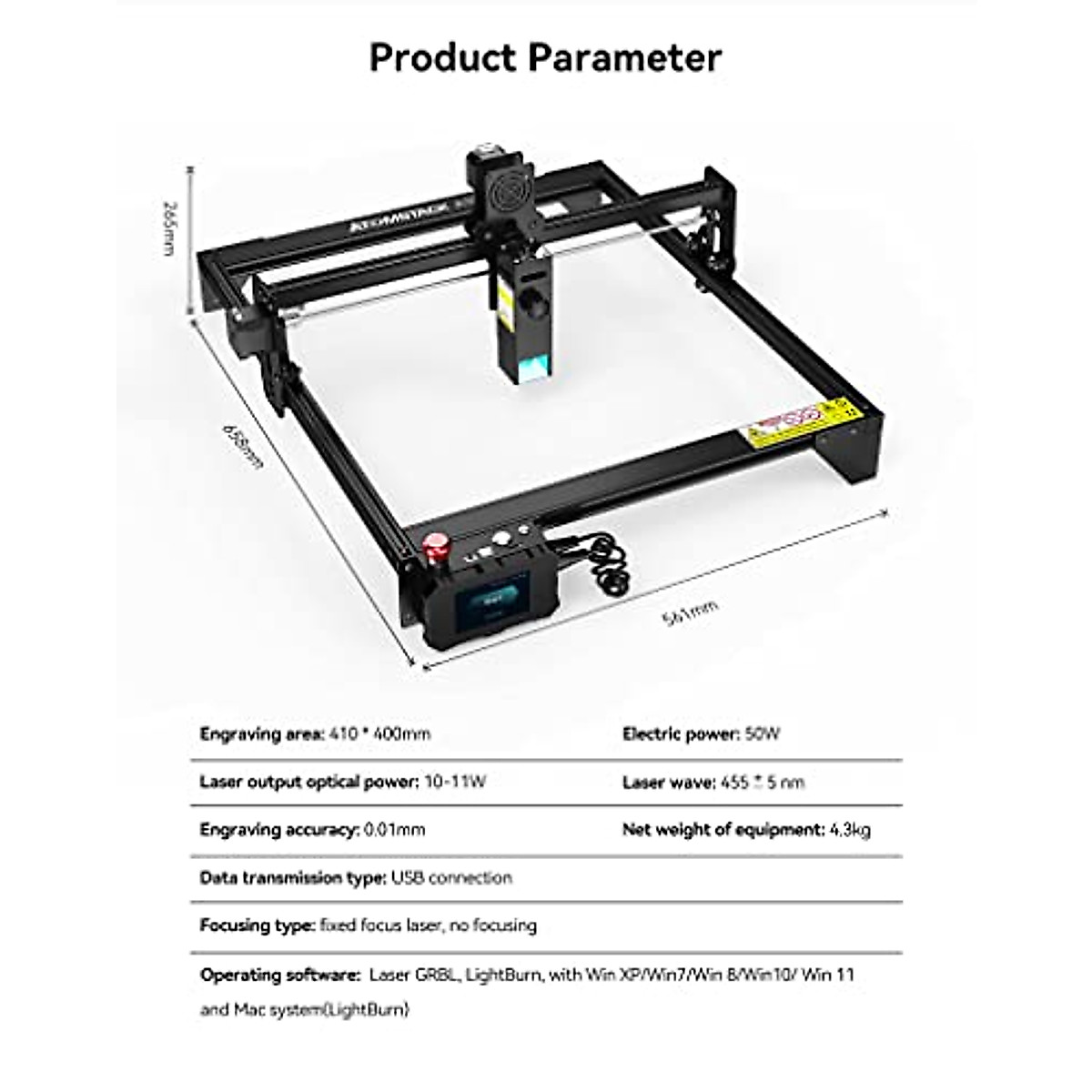 ATOMSTACK A10 pro 50W DIY Laser Cutter and Engraver Machine, 10W Output Power, Eye Protection Compressed Spot 11000mm/min Diode Laser Engraving for Metal and Wood, 410x400mm