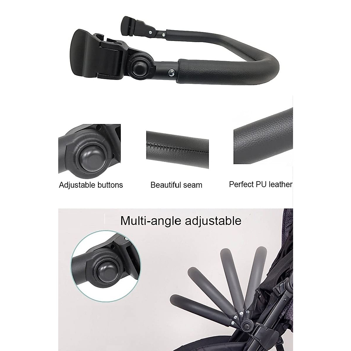 NW Bumper Bars for Maclaren Atom Style Set Stroller, Baby Stroller Accessories PU Armrest Adjustable Type