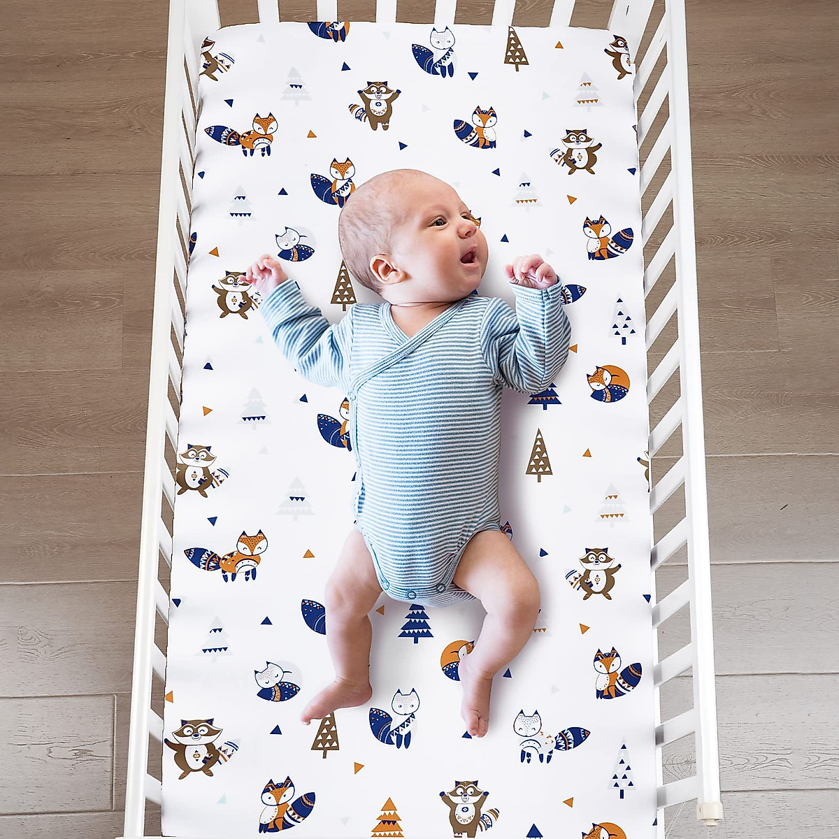 PHF Soft Mini Crib Sheet Set, 2 Pack Silky Comfy Pack N Play Sheets for Boys Girls, Universal Fit for Pack N Play, Playard and Mini Crib Mattresses, Woodland