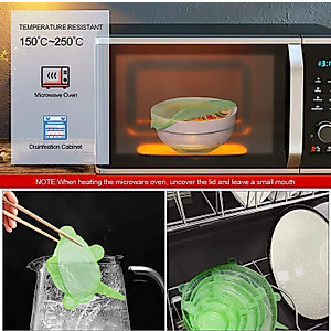 Reusable Silicone Stretch Lids, 12 Silicone Lids, 6 Different Circular Sizes, 6 Different Rectangular Sizes, Flexible Silicone Lids for Bowls, Tupperware, Food, Freezer Safe,adjustable.