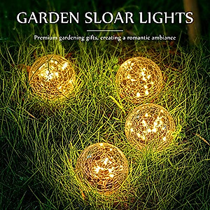 Honoson Garden Solar Lights Outdoor Globe Light Cracked Glass Ball Yard Decor Waterproof Warm White Led Solar Light Decorative Solar Ball Garden Decor for Backyard Lawn Ornament (4, 4.7 Inch)